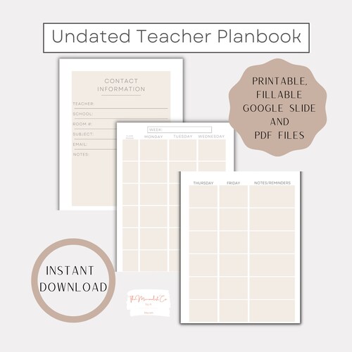 Undated Teacher Student Weekly Planner Printable Homeschool - Etsy