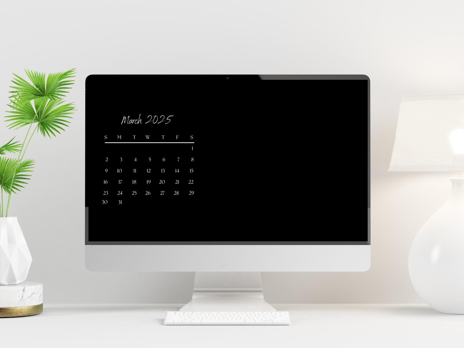 2025 Black Minimalistic Calendar Desktop Wallpaper | Modern ...