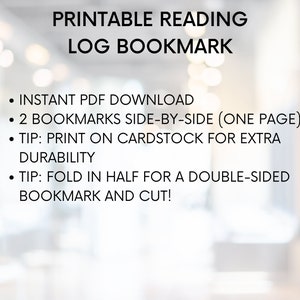 Printable Reading Log | Book Tracker Bookmark | Bookmarks for Children ...