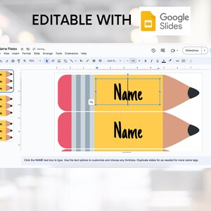 Printable Pencil Name Tags Customizable Editable Stationery Back to ...