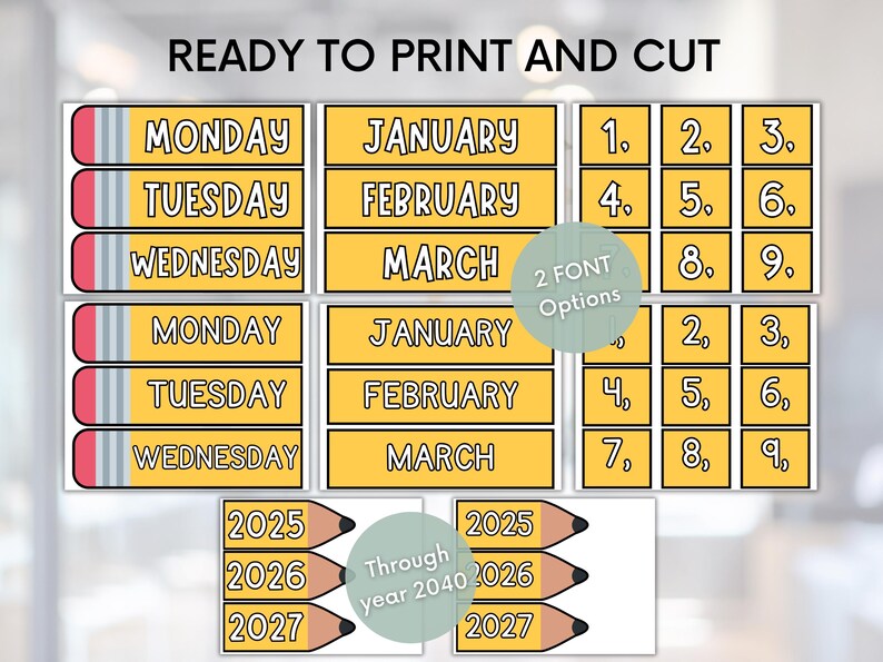 Printable Pencil Flip Calendar | Classroom Stationery | Elementary ...