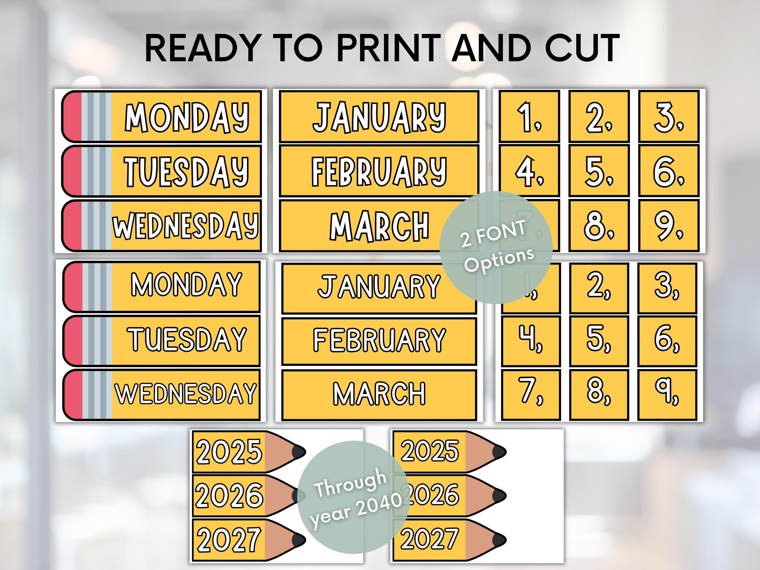 Printable Pencil Flip Calendar | Classroom Stationery | Elementary ...