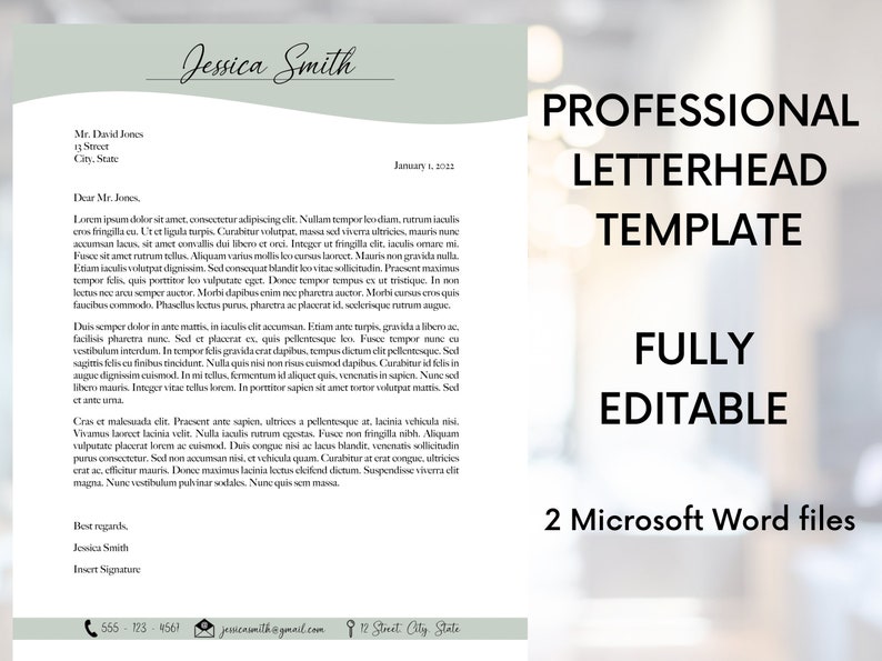 Cursive Professional Letterhead Template | Business Letterhead ...