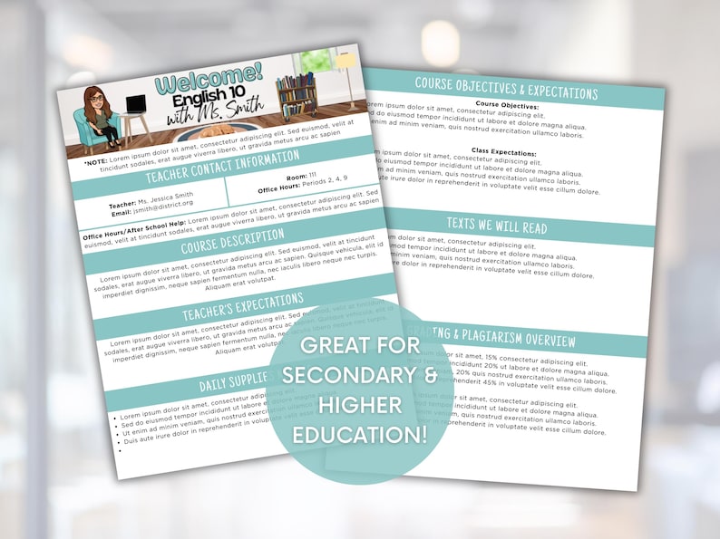 Editable Classroom Syllabus Canva Template | Teacher Stationery | Meet ...