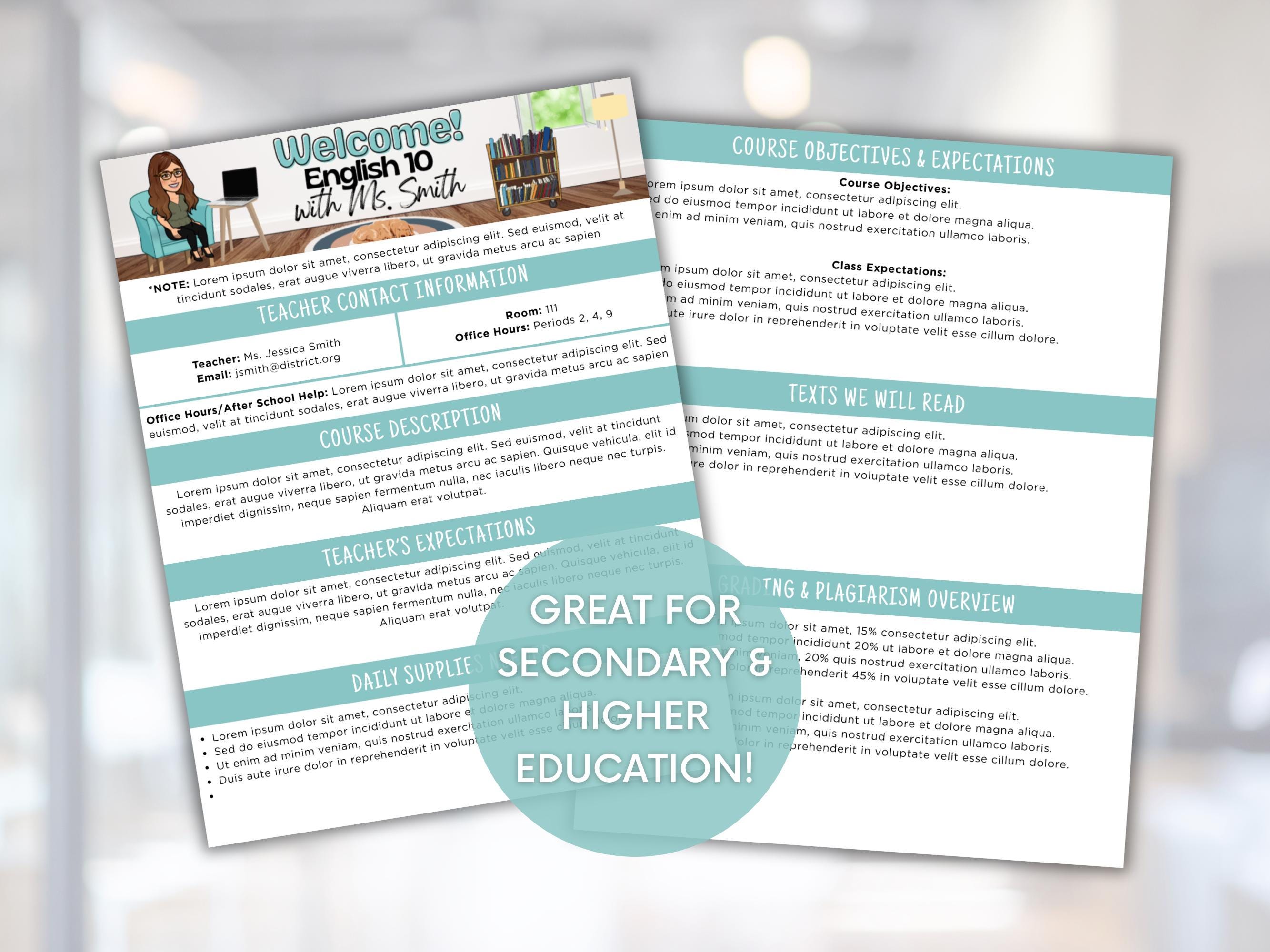 Editable Classroom Syllabus Canva Template | Teacher Stationery | Meet ...