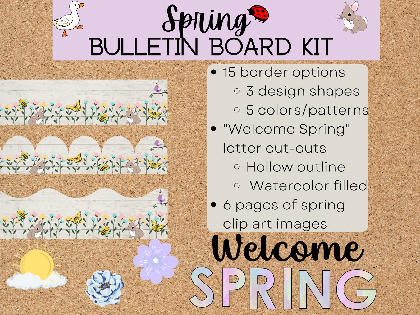 Printable Welcome Spring Bulletin Board Kit | Instant Download - Etsy