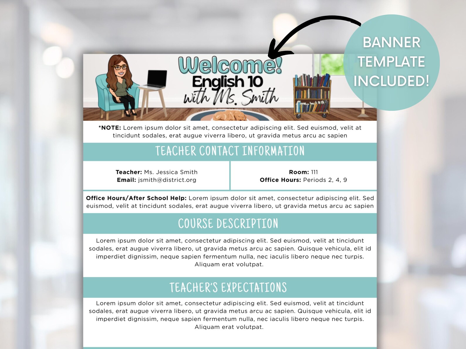 Editable Classroom Syllabus Canva Template | Teacher Stationery | Meet ...