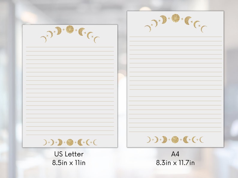 Moon Phases Celestial Printable Stationery Notepad Instant Download - Etsy