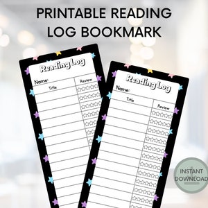 Printable Reading Log | Book Tracker Bookmark | Bookmarks for Children ...