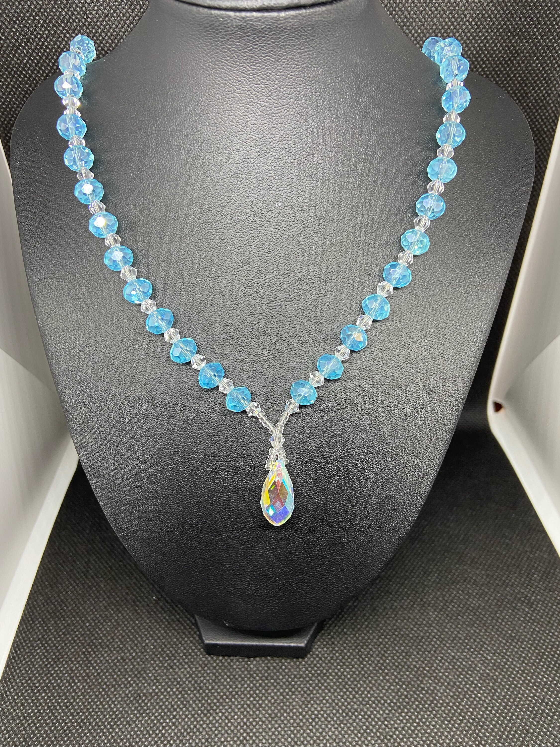 Sky Blue Czech Crystal Necklace - Etsy