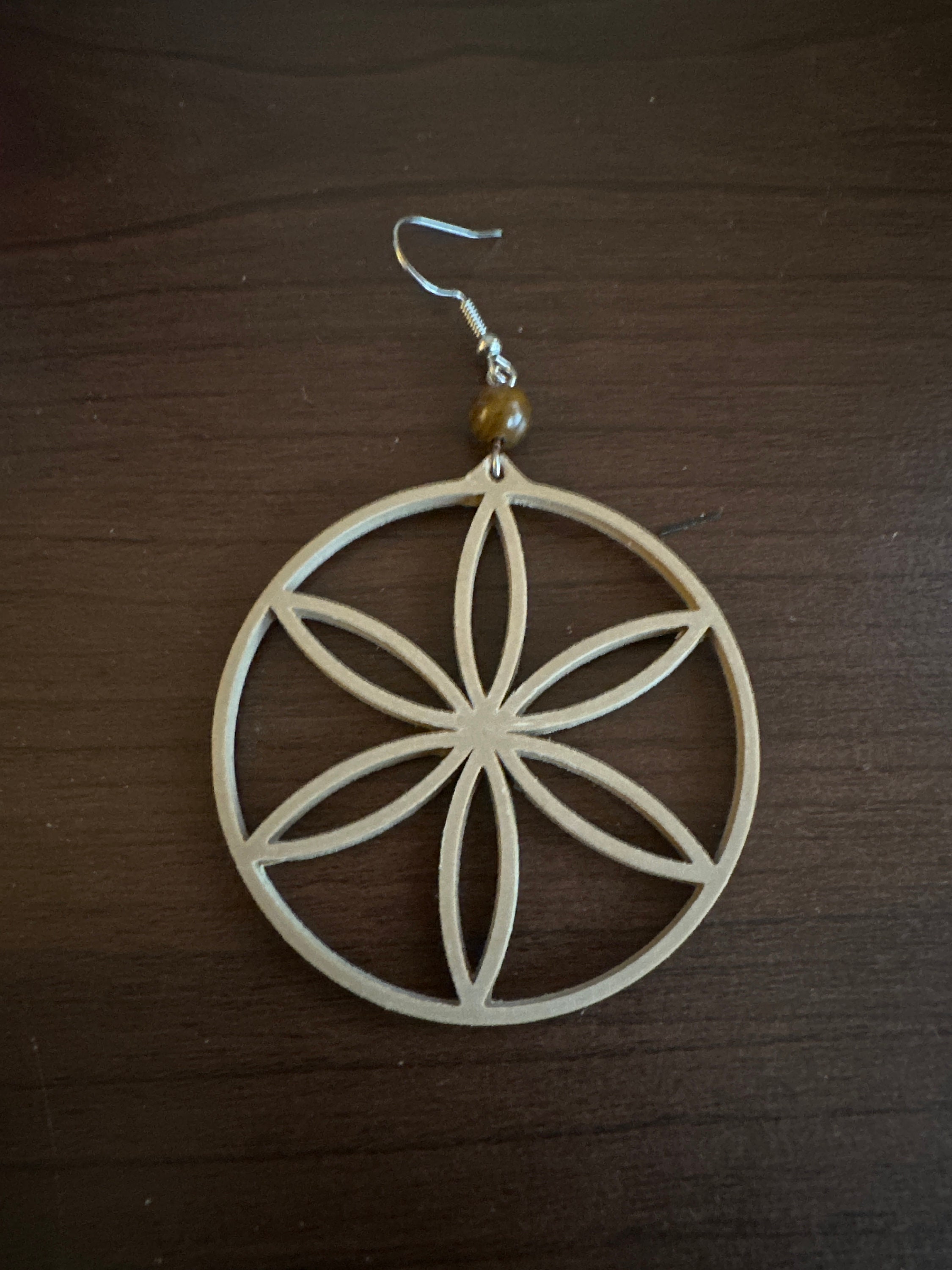 3d-printed Wood PLA Germ of Life Sacred Geometry Earrings With Tiger ...