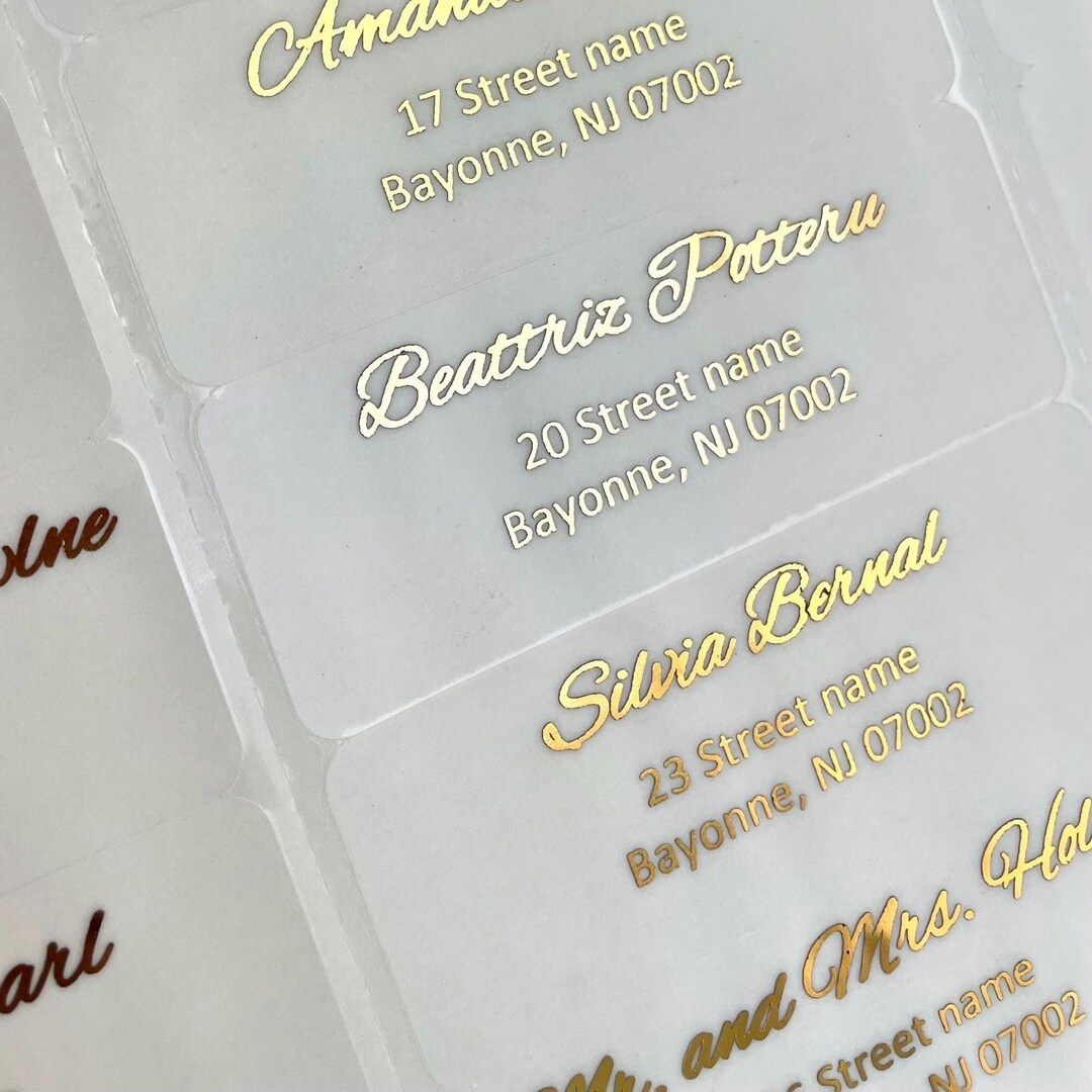 Waterproof Clear Wedding Guest Address Labels: Foil Table Place Card ...