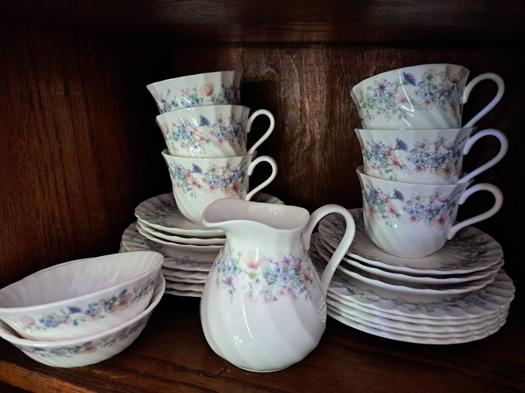 Vintage Wedgwood 'angela' Tea Service, Floral Fluted Pattern - Etsy
