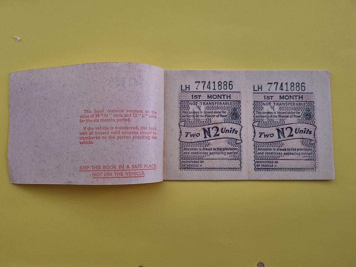 Vintage Motor Fuel RATION BOOK Complete and Unused, Mint Condition LH7 ...