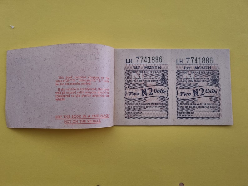 Vintage Motor Fuel RATION BOOK Complete and Unused, Mint Condition LH7 ...