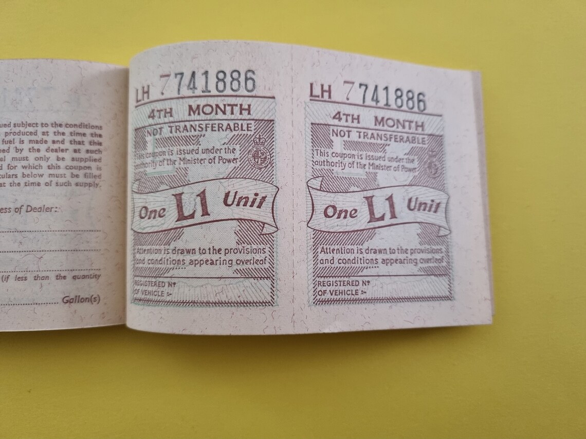 Vintage Motor Fuel RATION BOOK Complete and Unused, Mint Condition LH7 ...