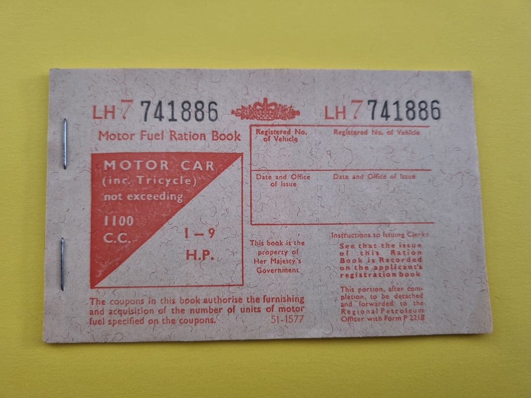 Vintage Motor Fuel RATION BOOK Complete and Unused, Mint Condition LH7 ...