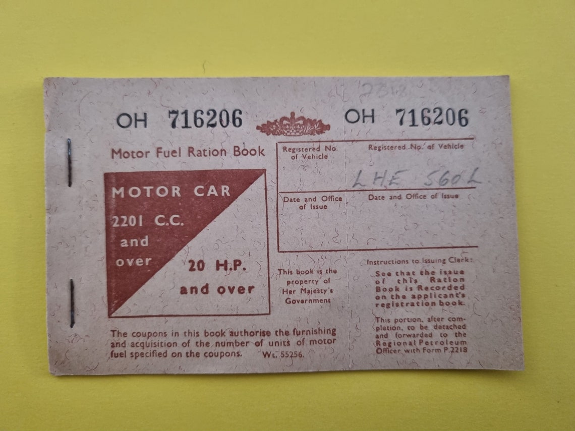 Vintage Motor Fuel RATION BOOK Complete and in Very Good Condition OH ...