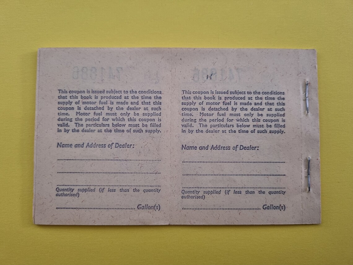 Vintage Motor Fuel RATION BOOK Complete and Unused, Mint Condition LH7 ...