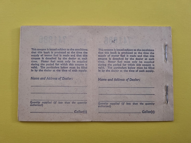 Vintage Motor Fuel RATION BOOK Complete and Unused, Mint Condition LH7 ...
