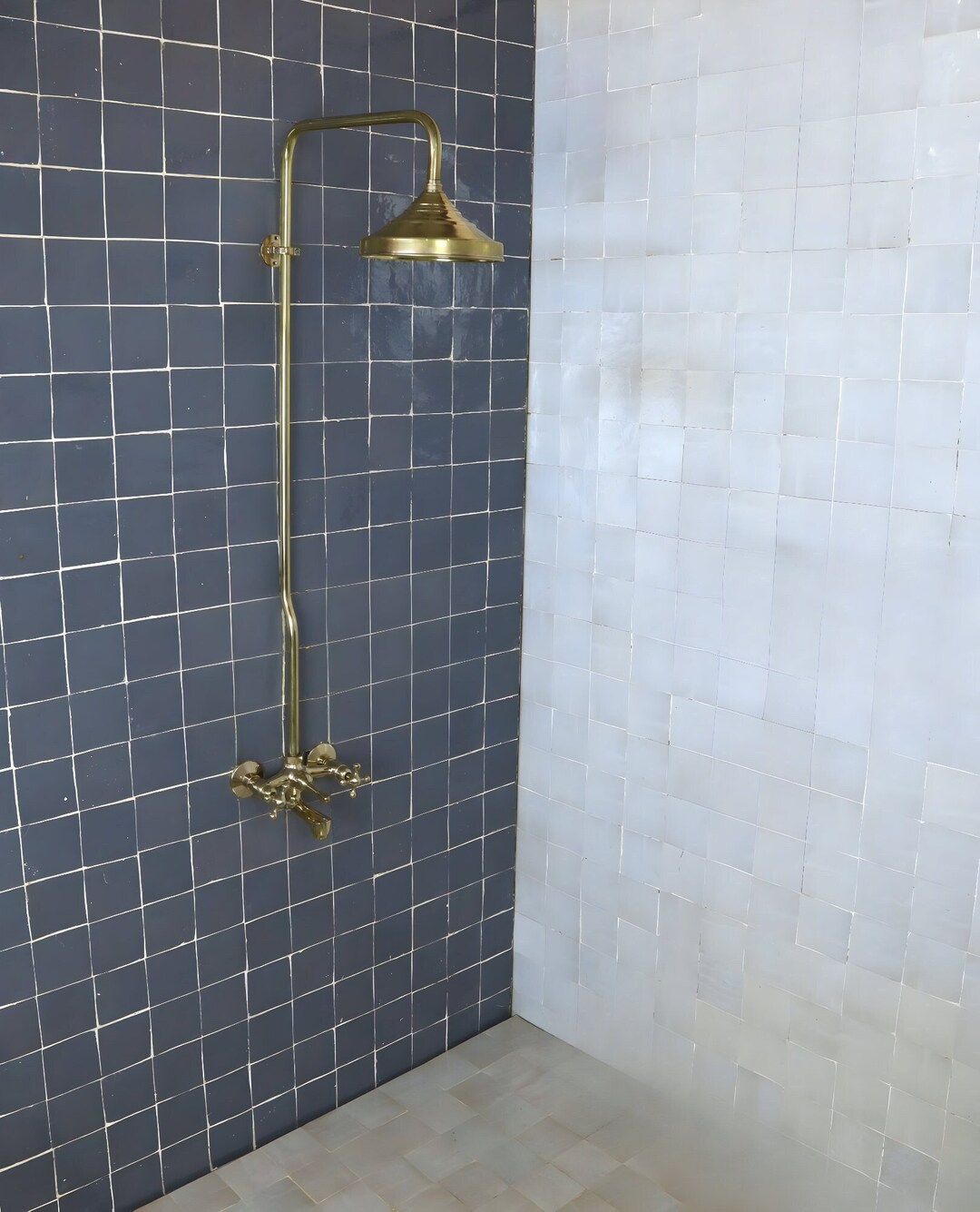 Unlacquered Brass Shower System With , Handheld Shower, Round Shower ...