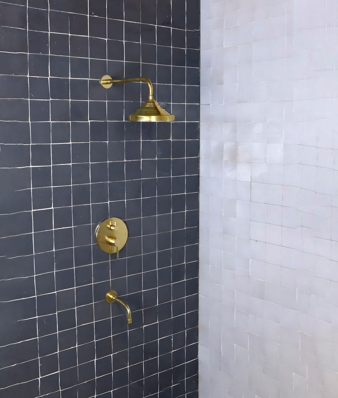 Unlacquered Brass Shower System Set, Built in Tub Filler, Shower Tub ...
