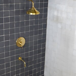 Unlacquered Brass Shower System Set, Built in Tub Filler, Shower Tub ...