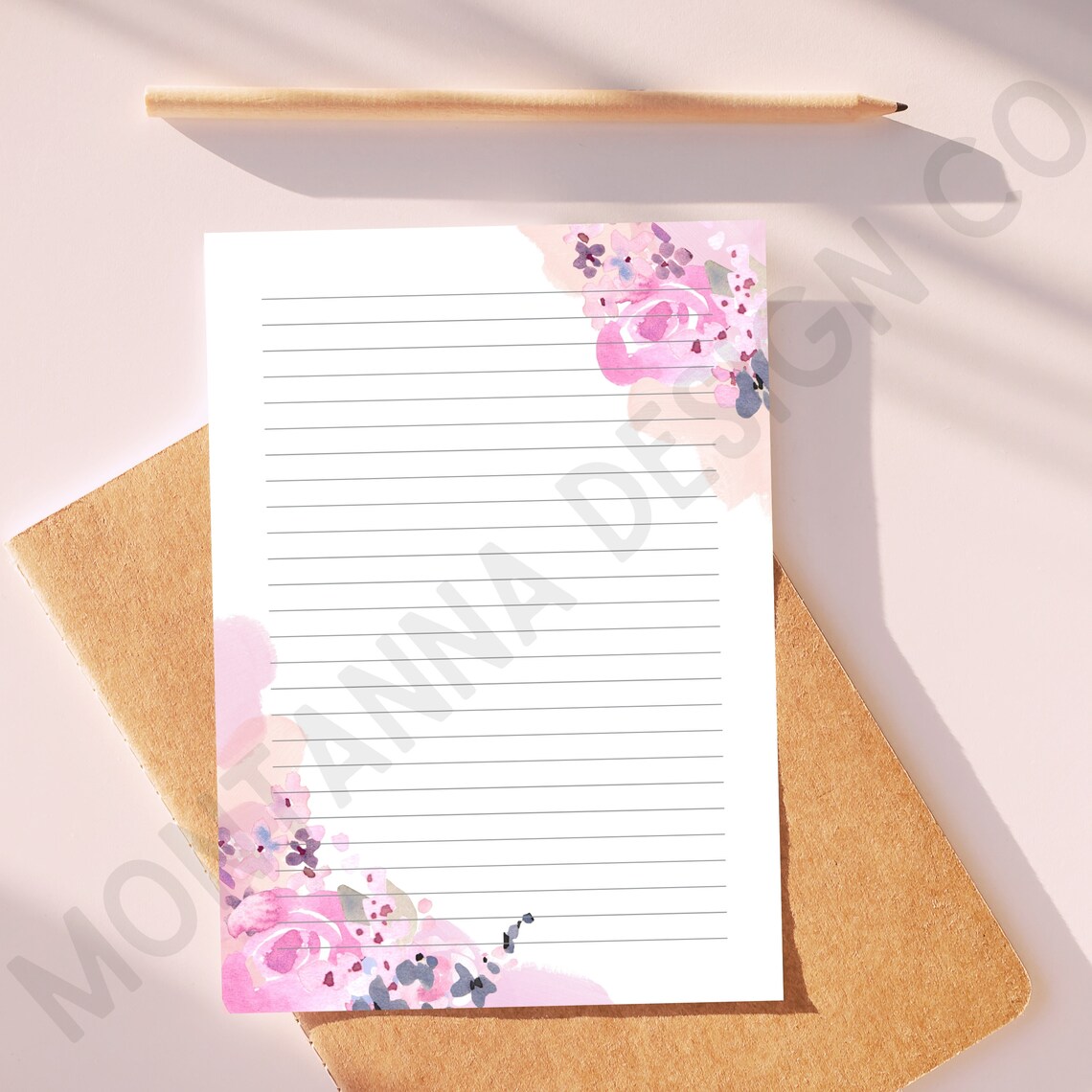 Printable Floral Design,instant Download Stationery Printable in A4, 8 ...