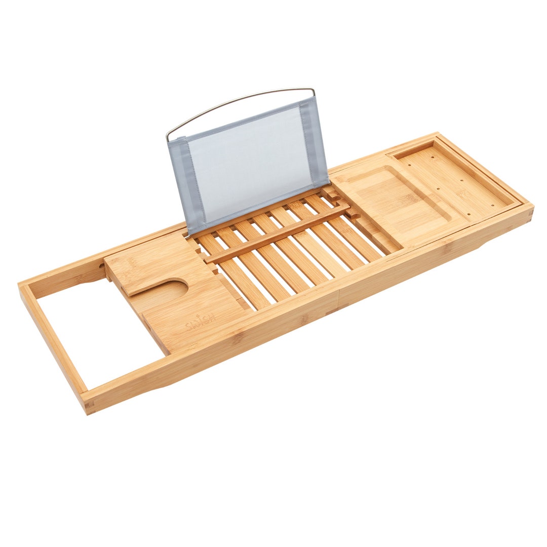 Bath Bamboo Extendable Bath Tray. Home Spa Experience Caddy With Candle ...