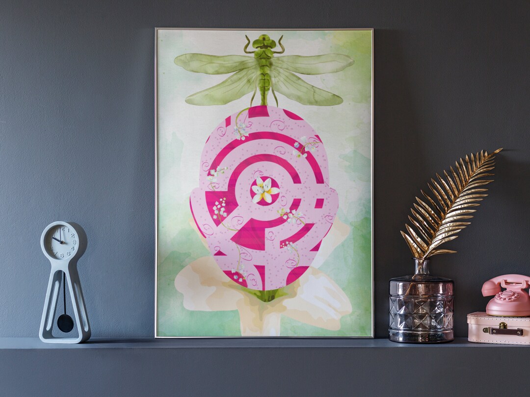 Preppy Room Decor Coquette Maze Art Printable Bauhaus Poster Roommate ...