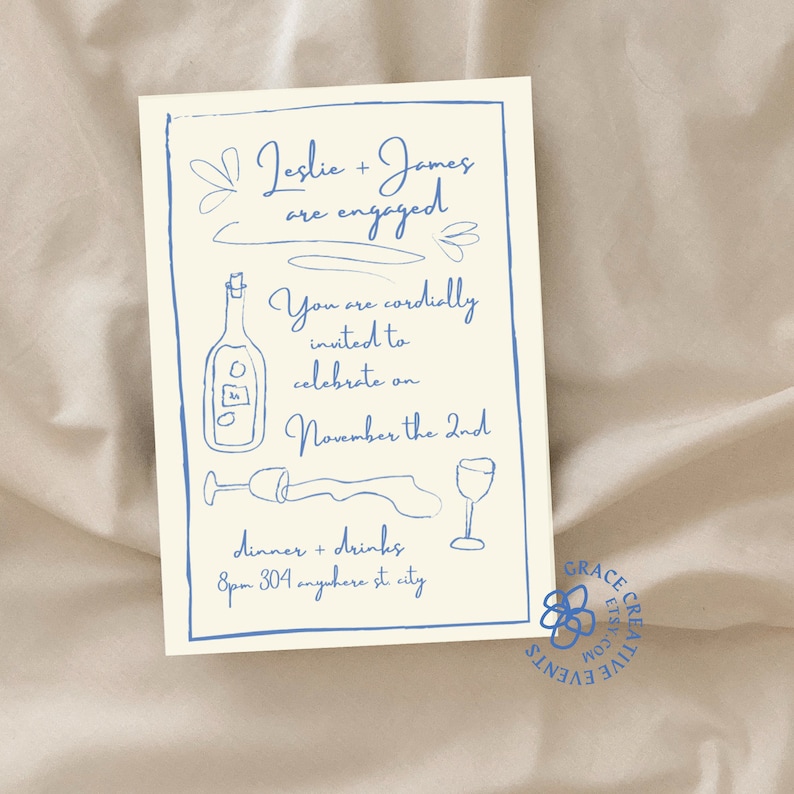 Custom Illustrated Party Invitation - Digital Template | Hand-drawn ...