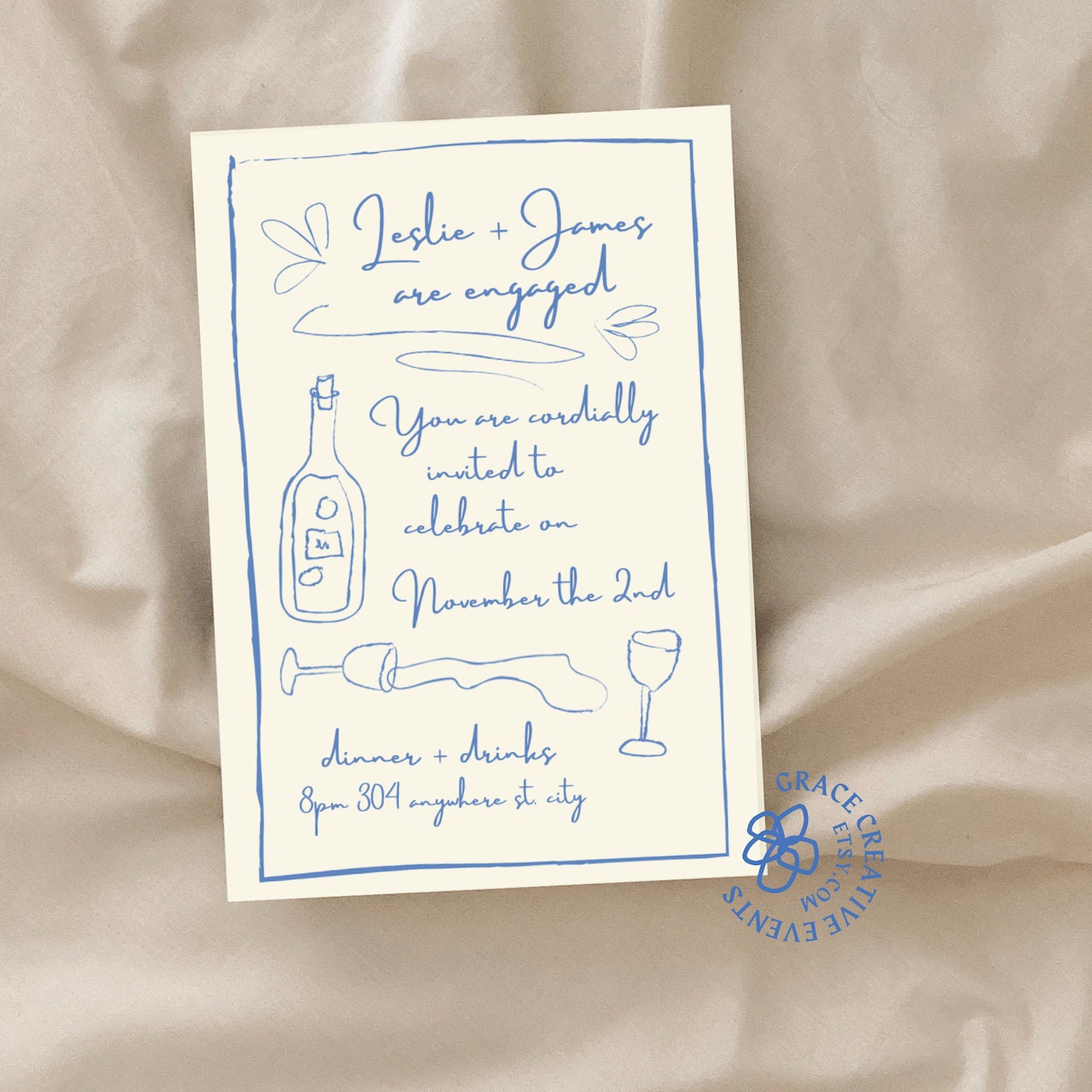 Custom Illustrated Party Invitation - Digital Template | Hand-drawn ...