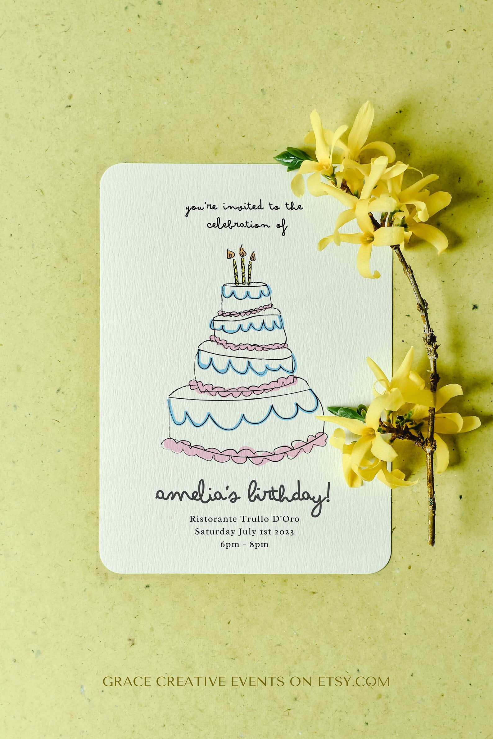 Custom Illustrated Birthday Party Invitation - Digital Template | Hand ...