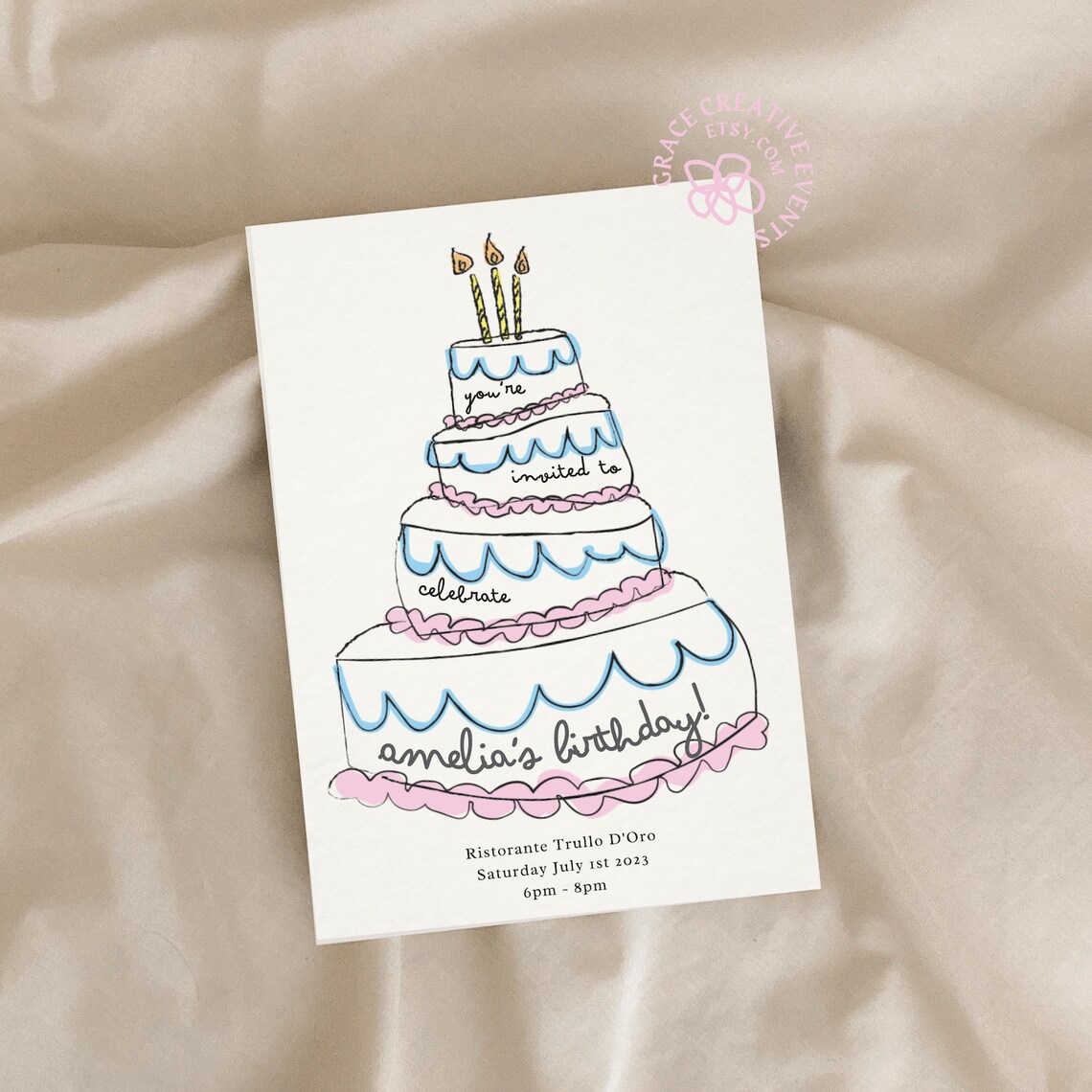 Custom Illustrated Birthday Party Invitation - Digital Template | Hand ...
