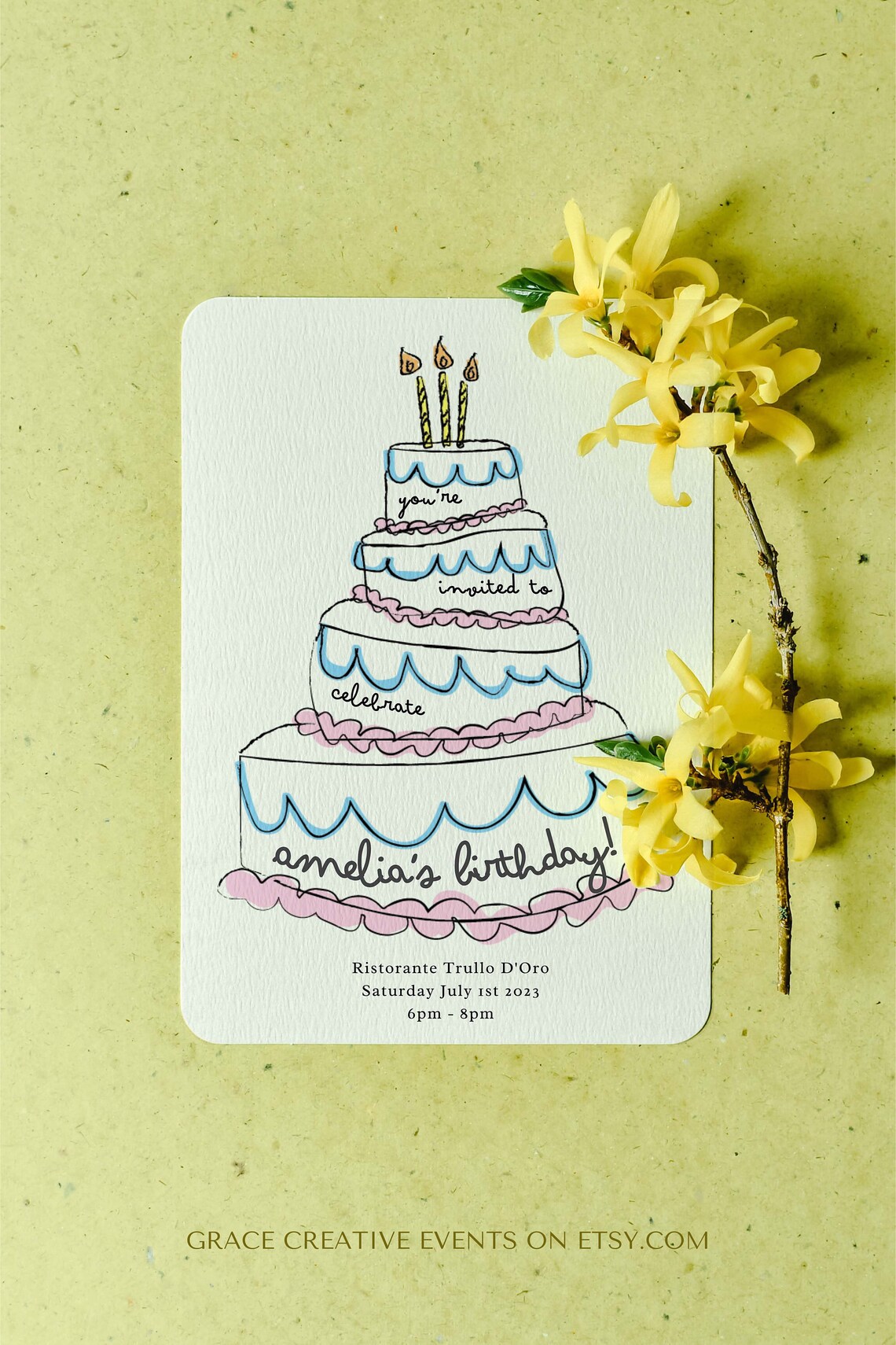 Custom Illustrated Birthday Party Invitation - Digital Template | Hand ...