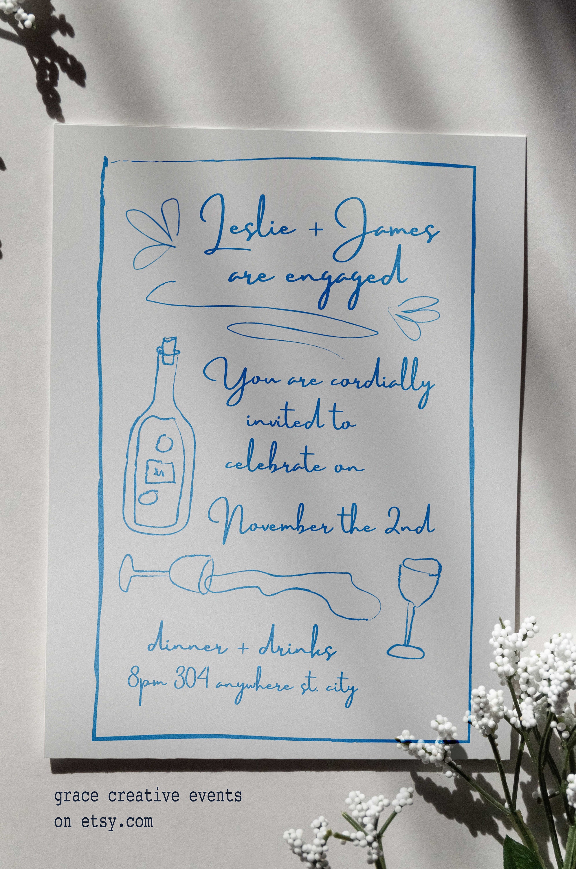 Custom Illustrated Party Invitation - Digital Template | Hand-drawn ...