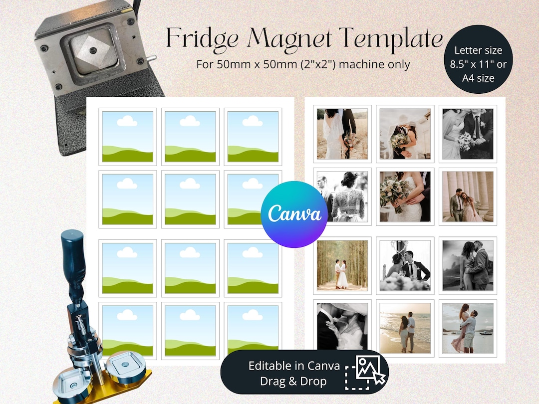 2x2 Photo Magnet Template | Fridge Magnet Template | Square Magnet ...