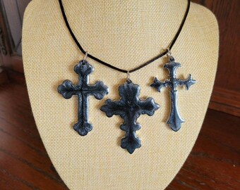 Large Black Cross Pendant - Etsy