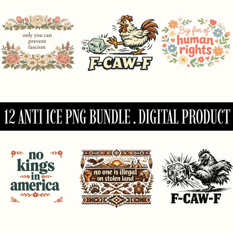 Human Rights PNG Bundle – Anti ICE & Anti Fascism Protest Slogans ...