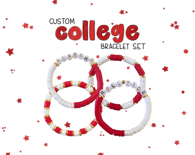Custom College Handmade Bracelet Stack, School Spirit Jewelry for Game ...