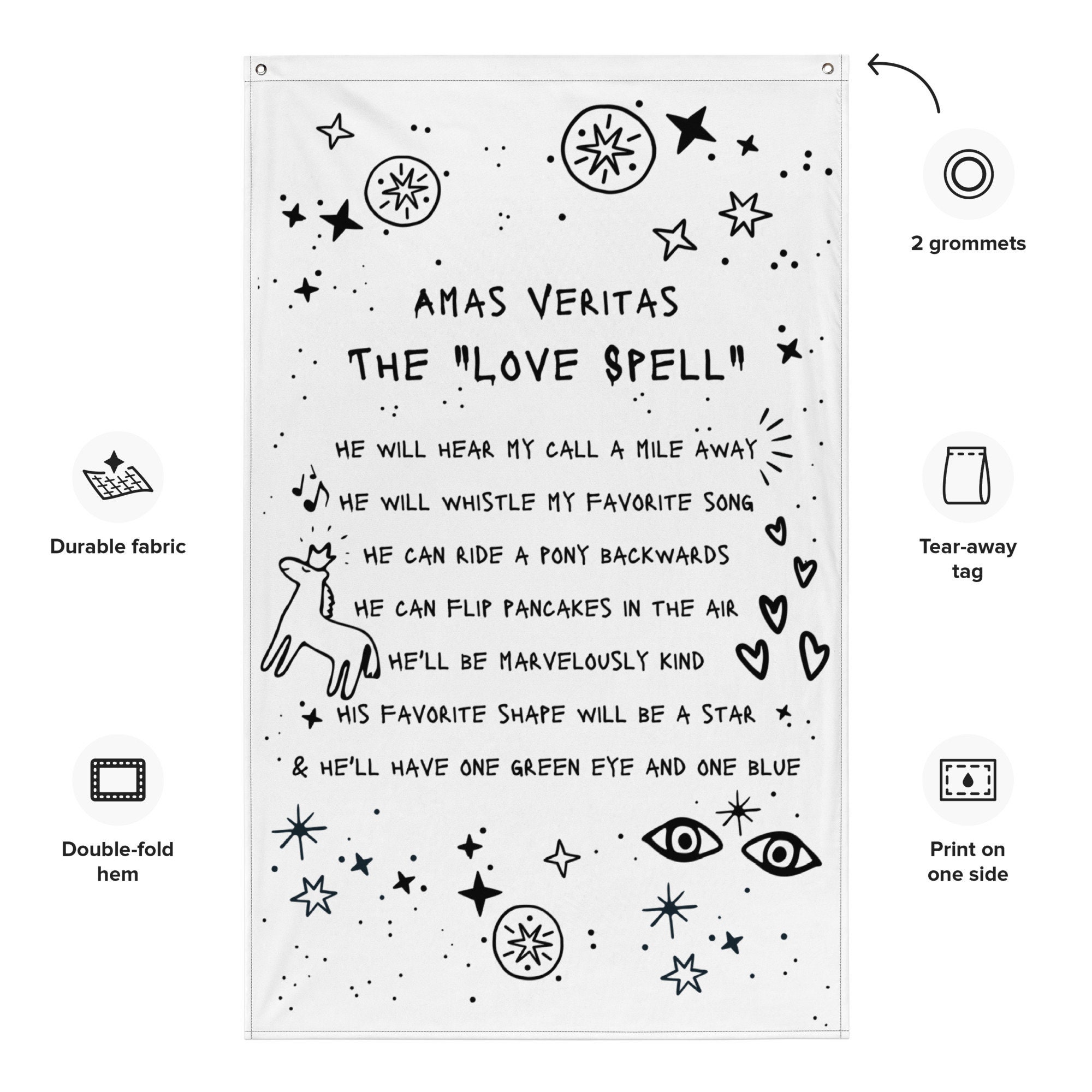 Love Spell Tapestry Flag Amas Veritas Practical Magic Tapestry Boho ...