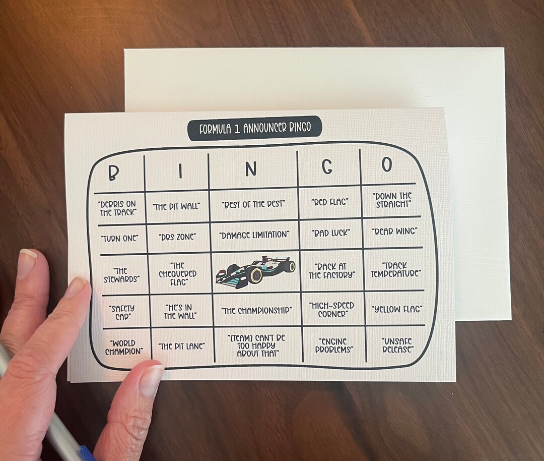 Formula 1 Announcer Bingo Card silver F1 Formula One - Etsy