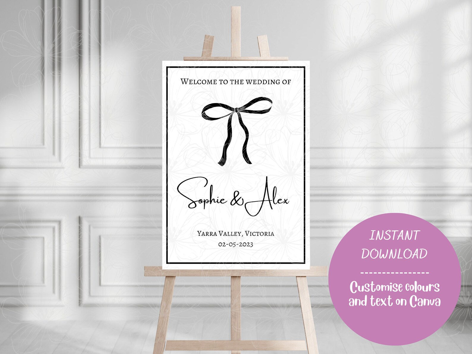 Black Bow Wedding Welcome Sign | Hens | Bridal Shower| Bachelorette ...