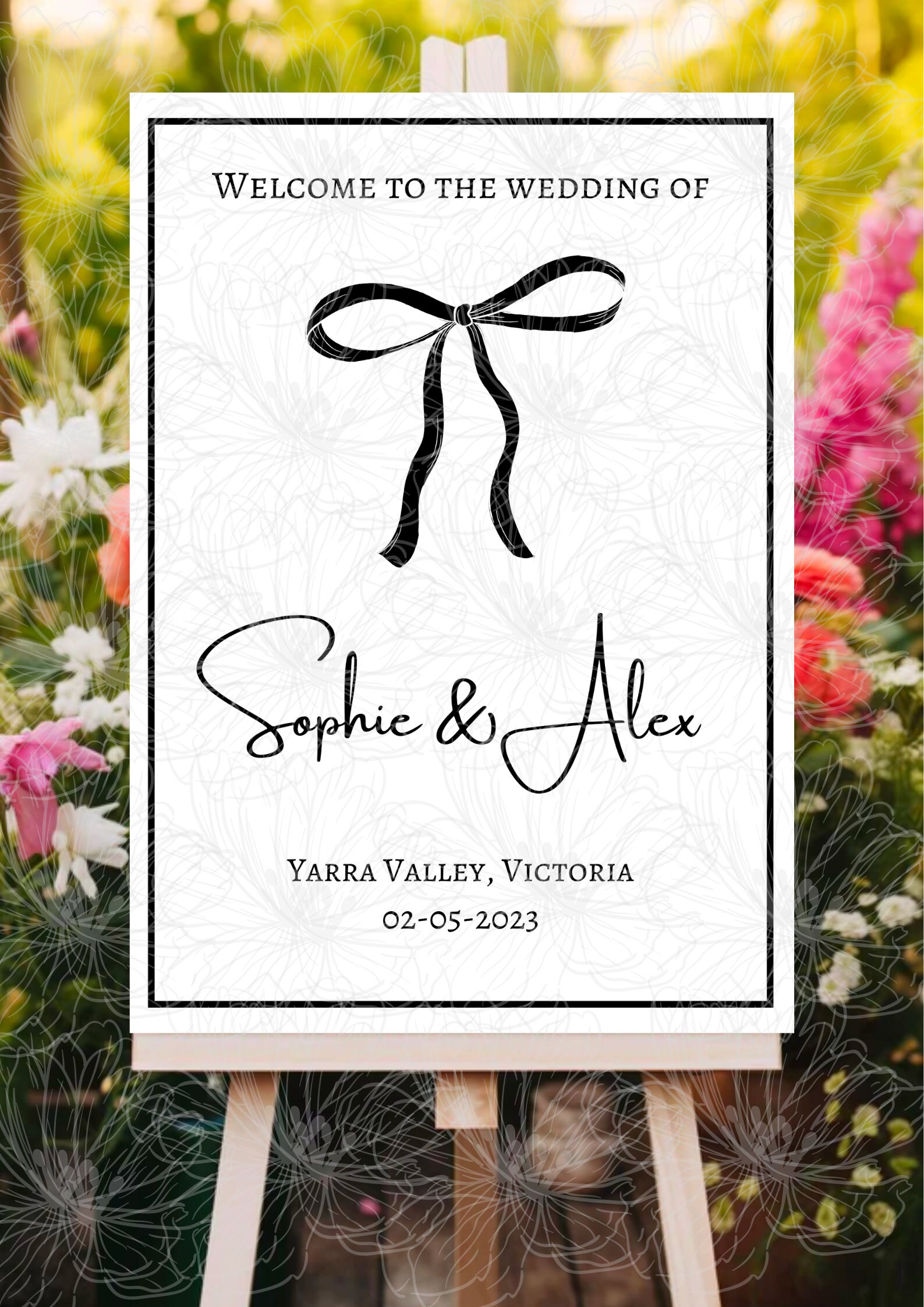 Black Bow Wedding Welcome Sign | Hens | Bridal Shower| Bachelorette ...