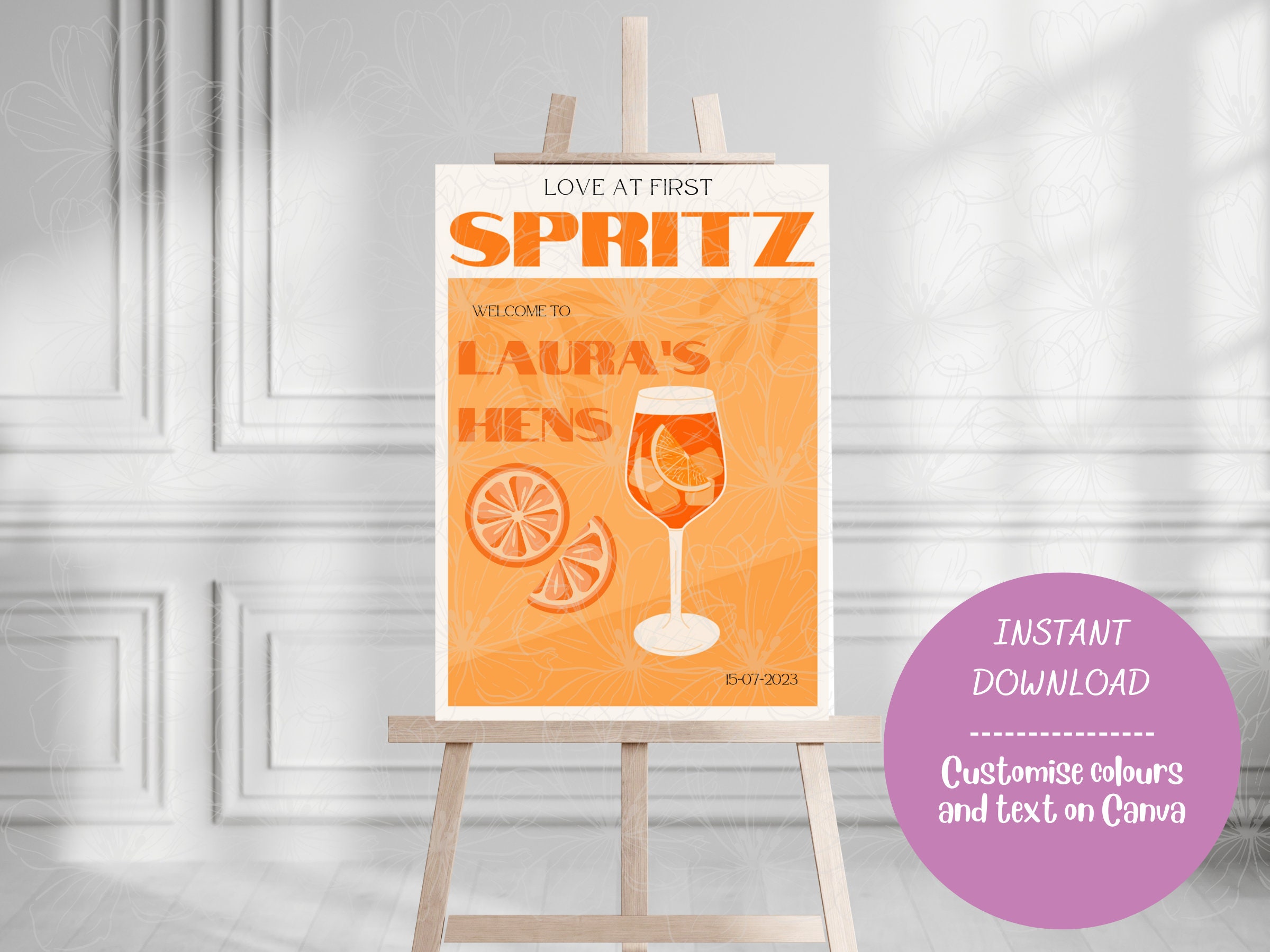 Love at First Spritz Welcome Poster | Spritz Welcome Sign Hens ...