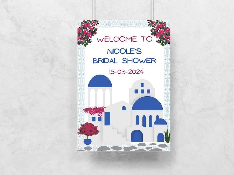 Mamma Mia Greek Theme Welcome Sign | Greece Welcome Sign - Etsy