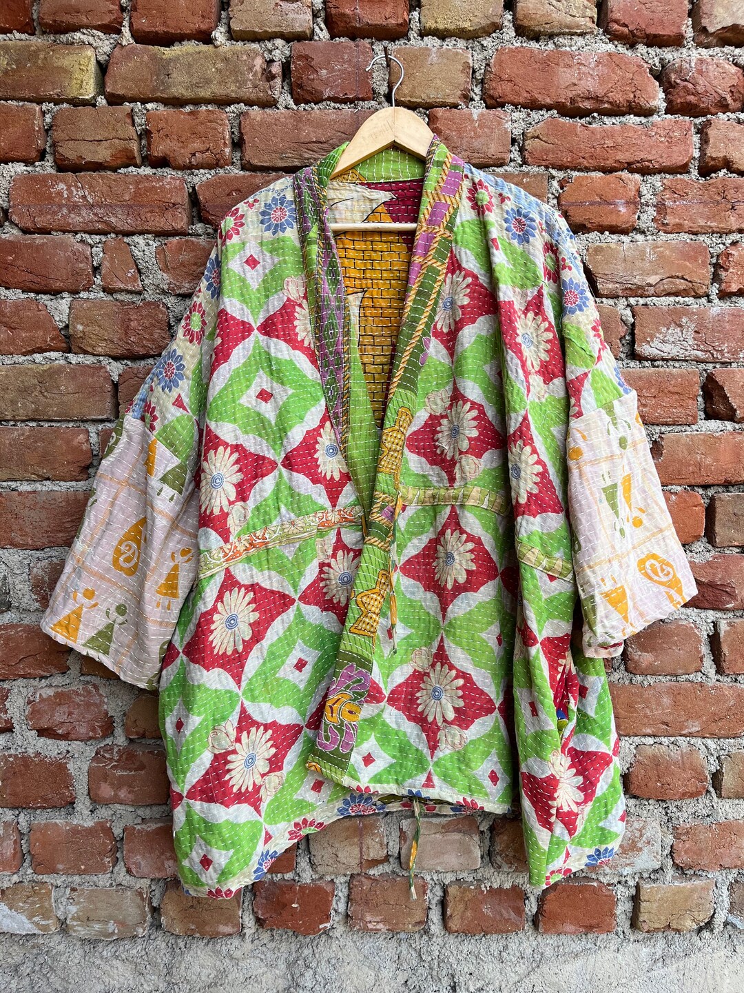 Kantha Kimono, Handmade Shrug, Vintage Kimono, Indian Kimono Cardigan ...