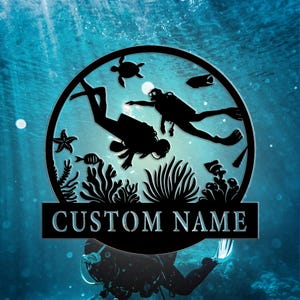 Custom Couple Scuba Diving Metal Sign Art, Personalized Scuba Diving ...