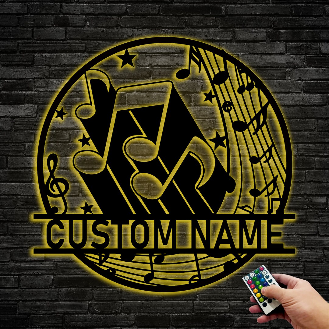 Custom Musical Instrument Metal Wall Art LED Light Personalized ...