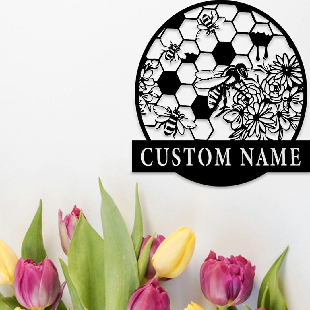 Custom Bee Metal Sign,honey Bee Metal Wall Art,personalized Bee Family ...